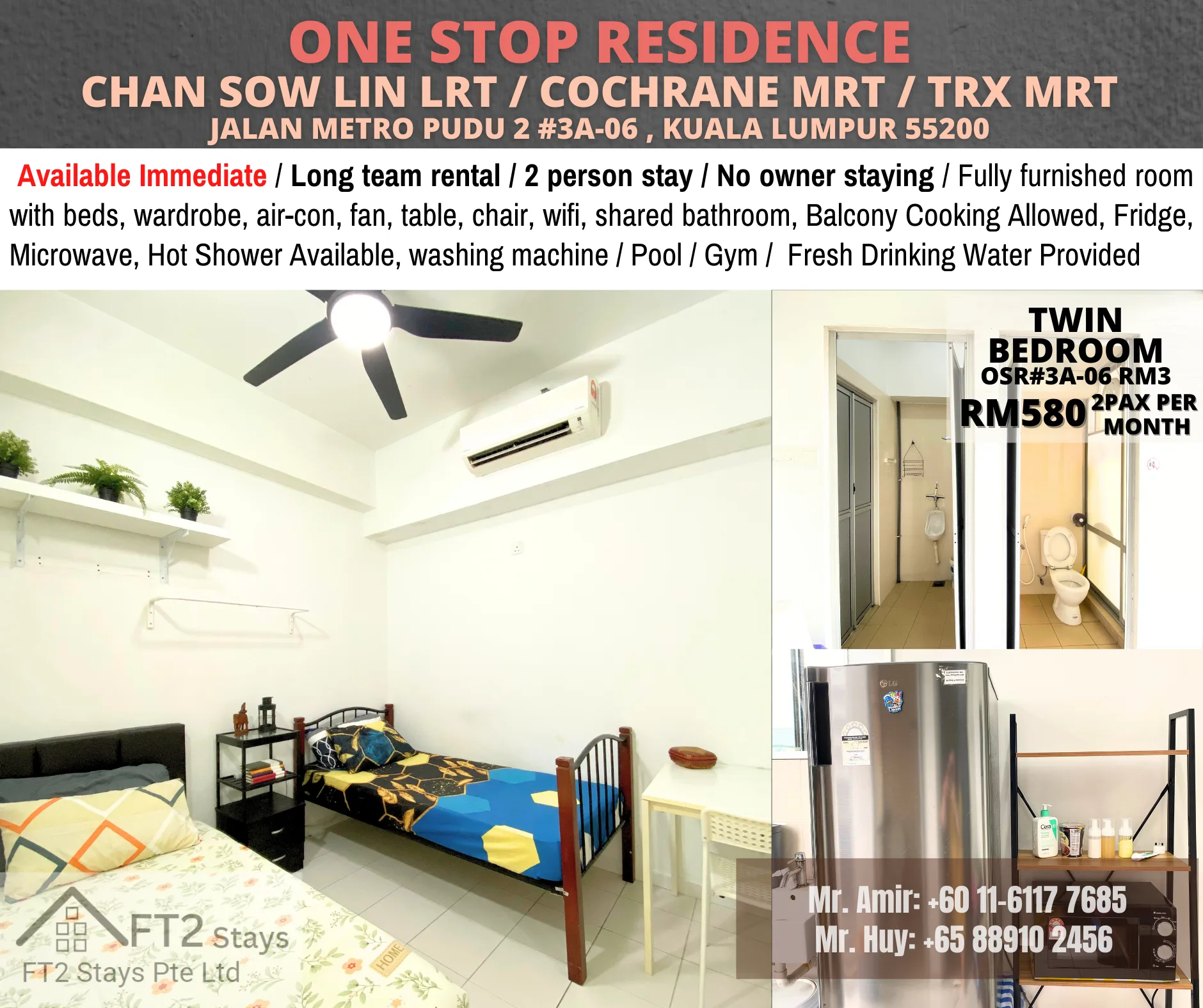 Room For Rent - One Stop Residence | RoomGrabs